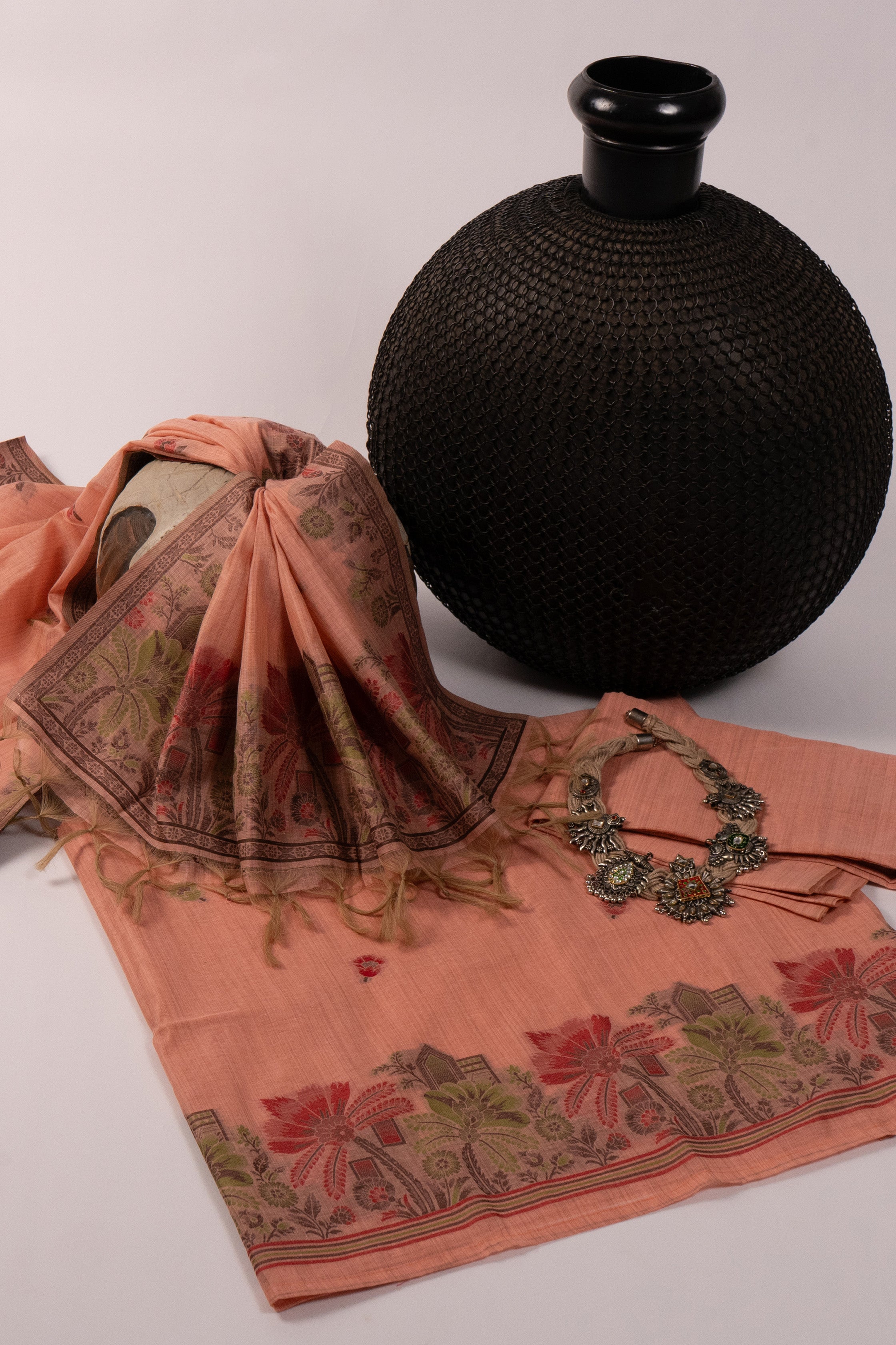 Nectar Band Jamdani Muga Cotton Suit Piece